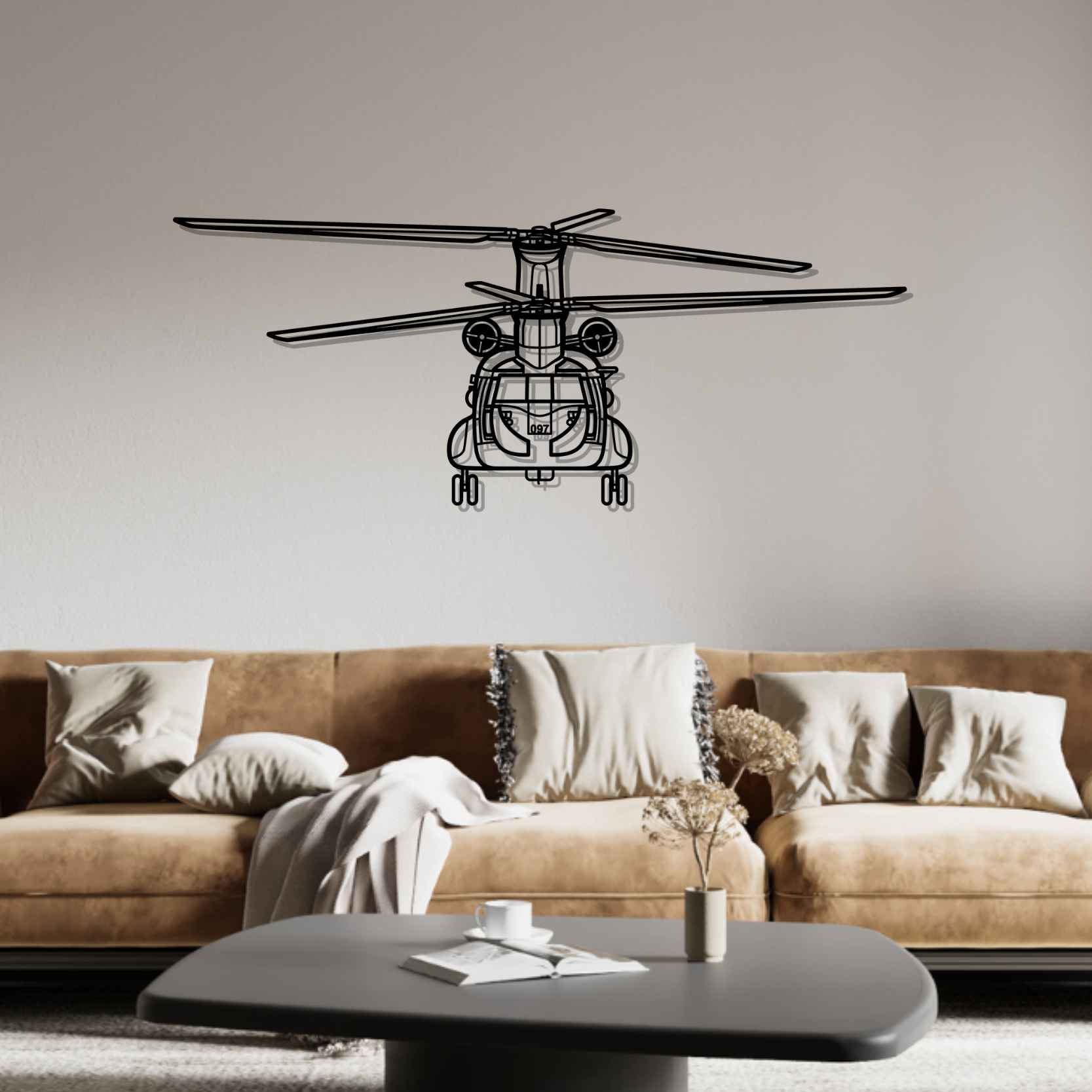 CH47D-F Chinook Front Silhouette Metal Wall Art – Squad Brothers