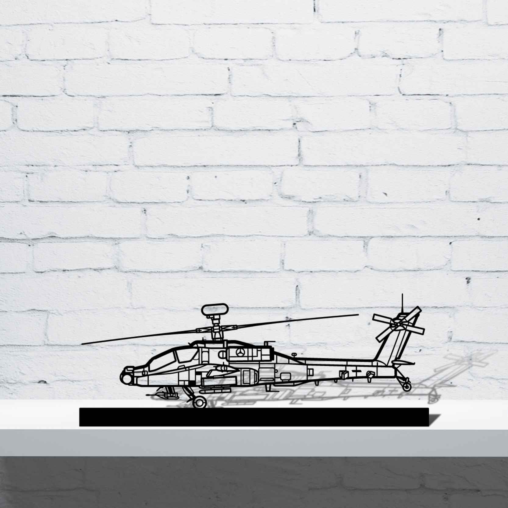 AH-64E Apache Silhouette Metal Art Stand – Squad Brothers